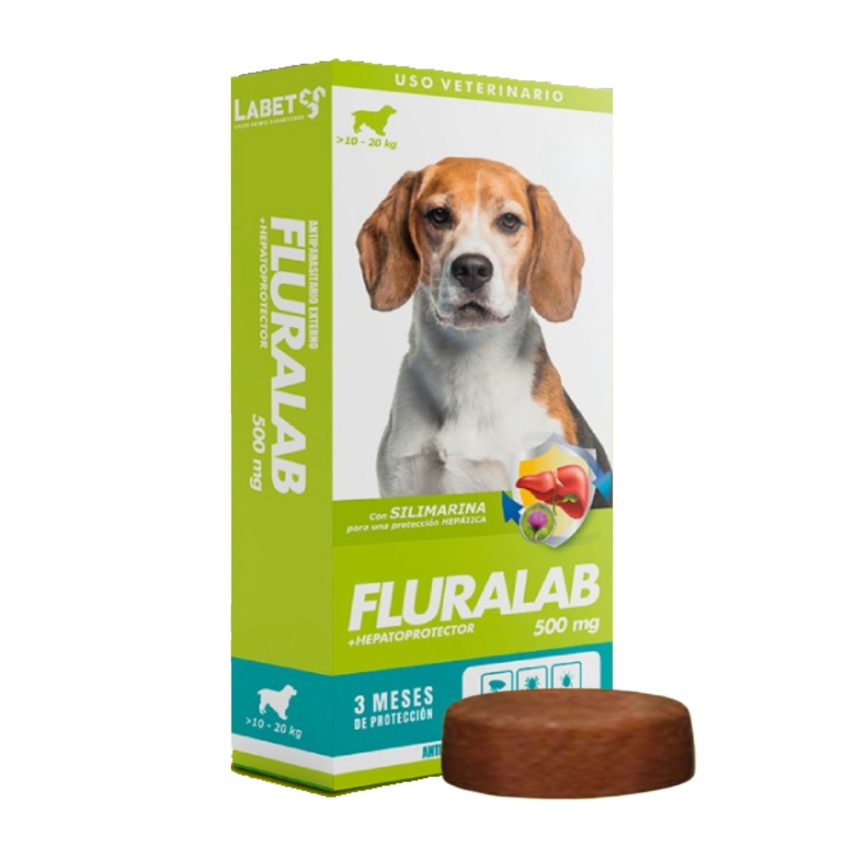 ANTIPULGAS PERRO FLURALAB TABLETA 10KG A 20KG CON HEPATOPROTECTOR | Pikotin