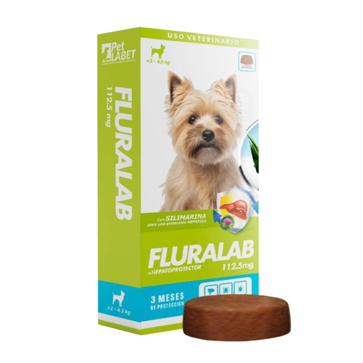 ANTIPULGAS PERRO FLURALAB TABLETA 2KG A 4.5KG CON HEPATOPROTECTOR | Pikotin